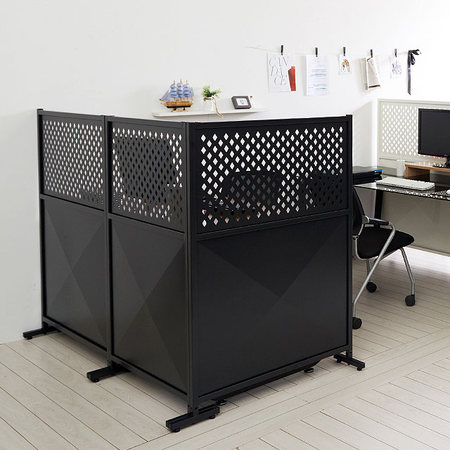 롯데하이마트 | 철재 타공 파티션 책상 독서실 업소 사무실칸막이 파티션_900_블랙:모양_원형 타공판